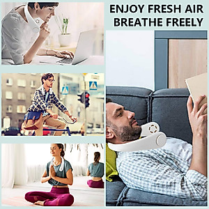 VIGIND Hands Free Neck Fan 360° Lazy Neckband Fan USB Rechargeable Battery Operated Hanging Personal Fan Adjustable Wind 3 Speed Silent,Bladeless Necklace Fan for Outdoor Sports Travel,With a bag