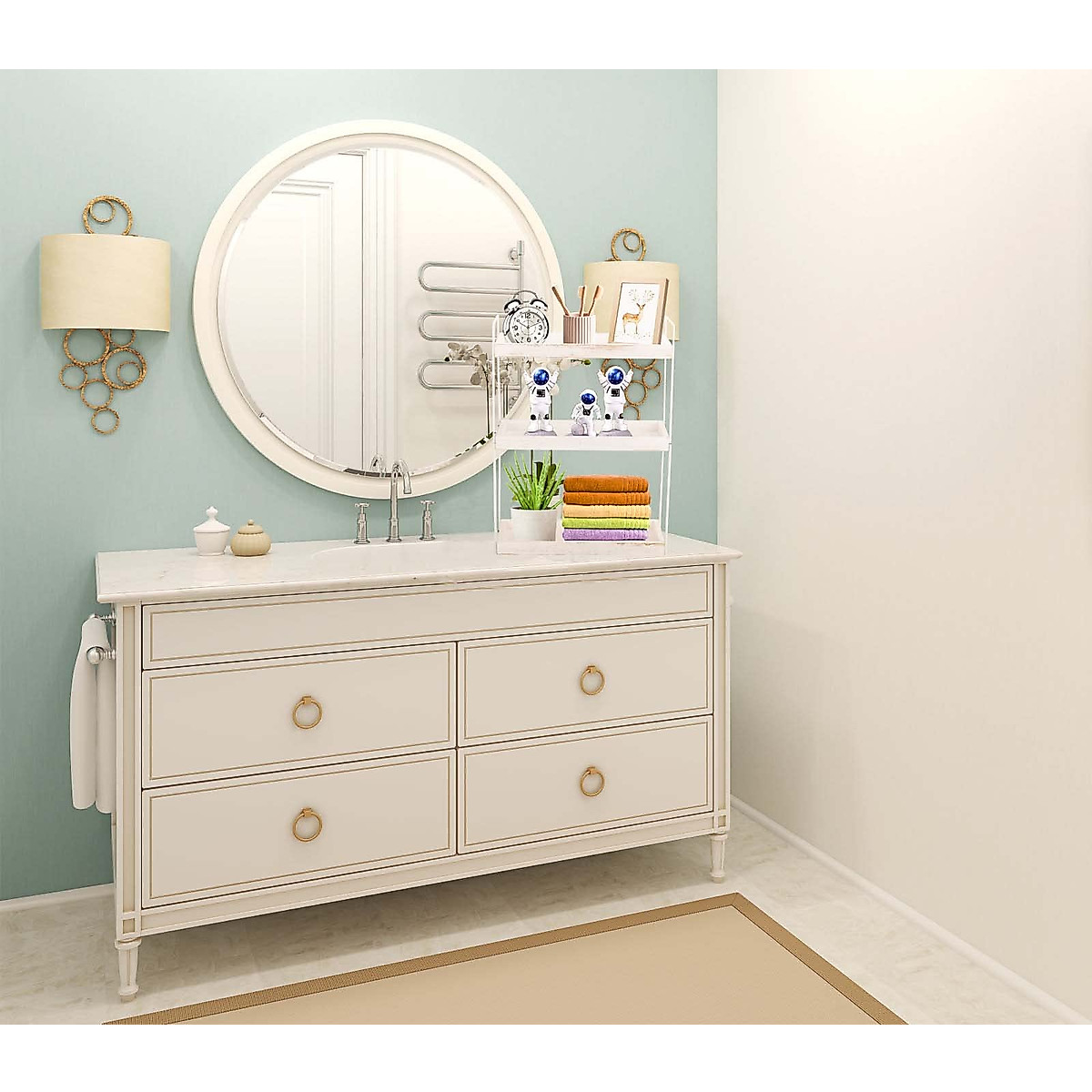 AfooBezos 3-Tier Countertop Organizer for Counter Stylish Wood Vanity Shelf Storage Skincare Tray Organizers Shelf for Bathroom Storage Organization