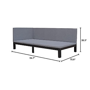 Merax, Gray Upholstered Daybed/Sofa Frame/Wood Floor Linen Cover Mattress/Futon Sleeper Beds, Twin Size