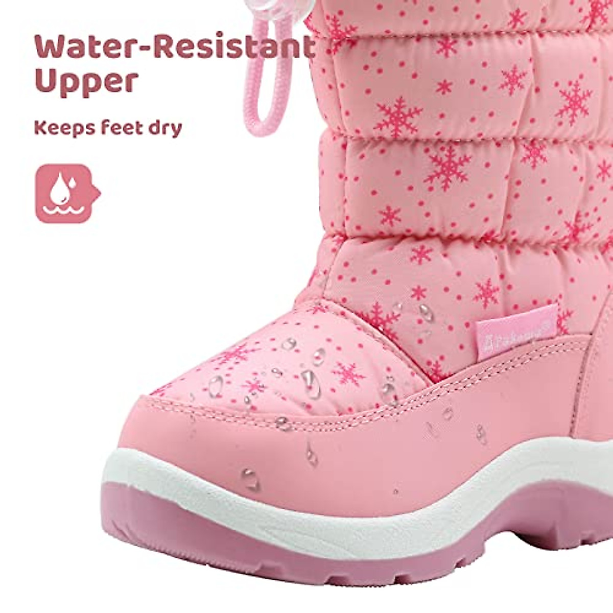 Apakowa Kid's Girls Cold Weather Snow Boots (Toddler/Little Kid) (8.5 M US Toddler, Pink2)