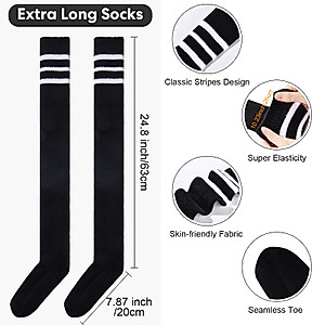 Moon Wood Women Thigh High Socks Extra Long Warm Knit Over Knee High Boot Stockings Striped Thigh Highs Leg Warmers