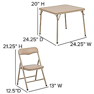 Flash Furniture Kids Tan 5 Piece Folding Table and Chair Set