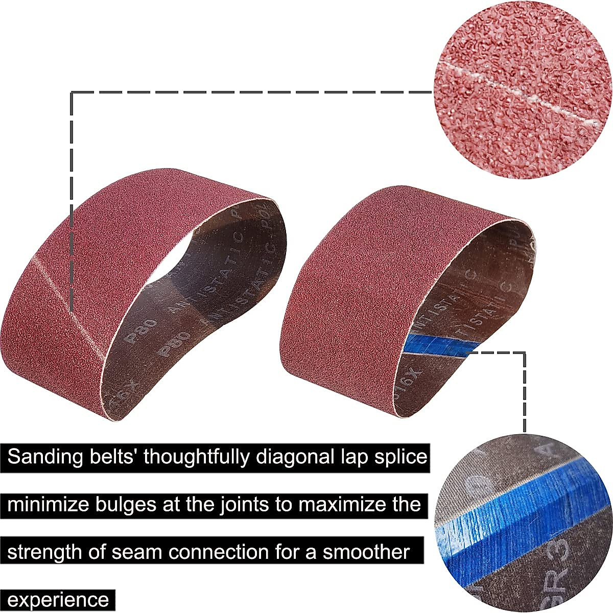 M-jump 18 PCS 3 x 21 inch Aluminum Oxide Sanding Belt Kit-Include 3 Each of 60 80 120 150 240 400 Grits-Premium Sandpaper Sander Belt for Portable Belt Sander
