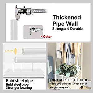 Jecpuo Clothes Rack Small Metal Garment Rack with Shelves for bedroom Rolling clothing rack for Hanging Clothes on Wheels for Hanging Clothes,clothes rack (White)