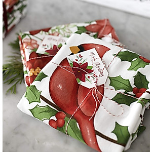 Ritz Dual Print Kitchen Towels, Watercolor Christmas Set, Great Christmas Gift, 100% Cotton, Highly Absorbent, Machine Washable, 4 Pack