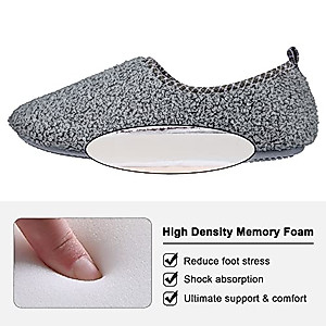 shevalues Cozy Ballerina House Slippers for Women Memory Foam Indoor Home Wide Slippers for Swollen Feet Grey size 8.5-9.5