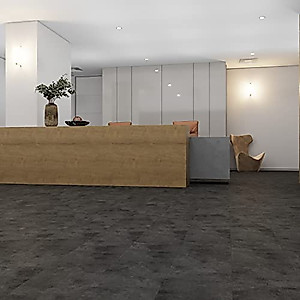 Lucida Surfaces Luxury Vinyl Flooring Tiles | Glue-Down Adhesive Flooring for DIY Installation | 18 Stone-Look Planks | GlueCore+ | 36 Sq. Feet (Box of 18 Tiles, Riverock)