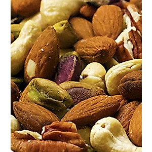 Dry Roasted Deluxe Mixed Nuts with Himalayan Salt (1 Lb.) - A Super Tasty Mix of Almonds, Brazil Nuts, Cashews, Pecans & Pistachios - Farm Fresh Nuts Brand