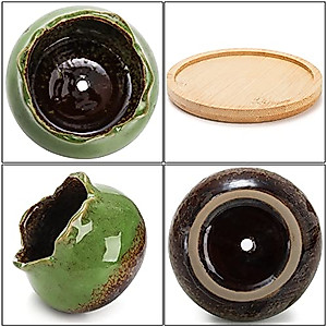 TOPZEA Set of 6 Succulent Plant Pot, 4 Inch Glazed Ceramic Plant Pots Cactus Succulent Pot with Drainage and Saucer, Mini Bonsai Planter Small Flower Pot for Indoor Outdoor