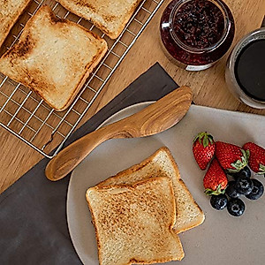 FAAY 7.5" Butter Spreaders, Eco-Friendly Condiment and Sandwich Knife from 100% Moist-Resistant Teak Wood, Super Handy Peanut Jelly Spreader Set of 4