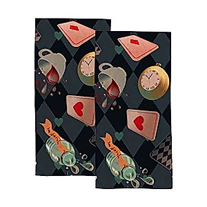 Hand Towels Face Towels Set of 2 Wonderland Floating Decoration Soft Comfortable Polyester Microfiber Fast Water Absorbent Towels for Bathroom Kitchen 30X15 Inch