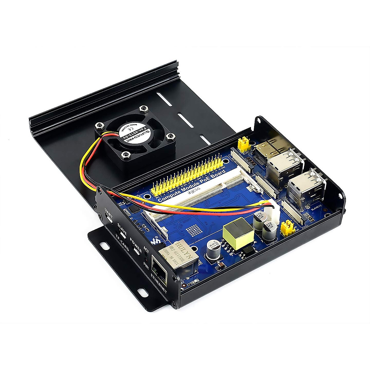 TOP1 CM-IO-POE-Box Compute Module Mini-Computer with Compute Module PoE Board Based On Raspberry Pi Compute Module CM3/3+ Series Support 2 CSI Cameras PoE Power Over Ethernet