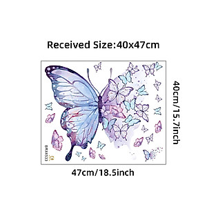 Gorgeous Blue Purple Butterflies Wall Stickers, sacinora Art Butterfly Wall Decals Removable Vinyl Peel and Stick for Living Room Bedroom Children's Room Nursery Playroom Decorations