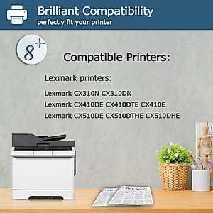 Leize Compatible CX310 Toner Cartridge use for Lexmark CX310N CX310DN CX410DE CX410DTE CX410E CX510DE CX510DTHE CX510DHE Printer Replacement for 80C1SK0 80C1SC0 80C1SM0 80C1SY0 Ink (KCMY-4 Pack)