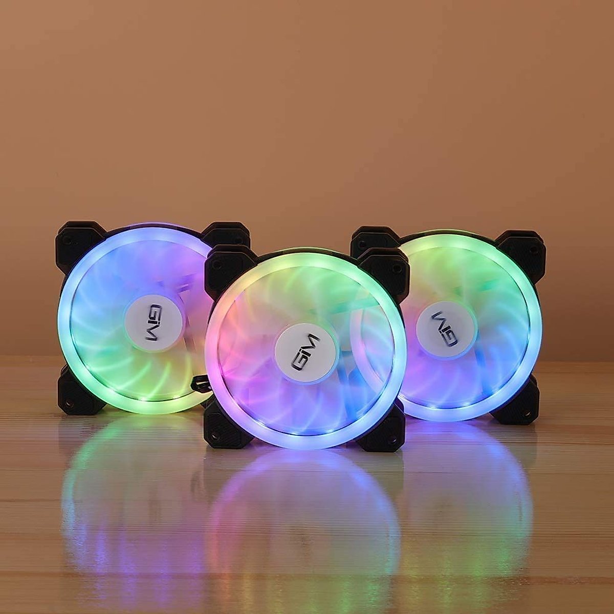 GIM KB-23 RGB Case Fans, 3 Pack 120mm Quiet Computer Cooling PC Fans, Music Rhythm 5V ARGB Addressable Motherboard SYNC/RC Controller, Colorful Cooler Speed Adjustable with Fan Control Hub