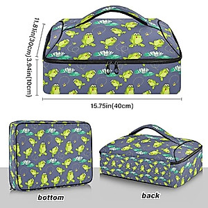 Kcldeci Insulated Thermal Food Carrier Insulated Casserole Carrier for Hot or Cold Food,Frogs Pattern Insulated Tote Bag for Potluck Cookouts Parties Picnic,Lasagna Lugger