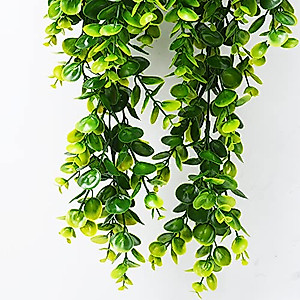 2pcs Artificial Hanging Plants Fake Hanging Plant Faux Eucalyptus Leaf Greenery Vine Outdoor UV Resistant Plastic Plants