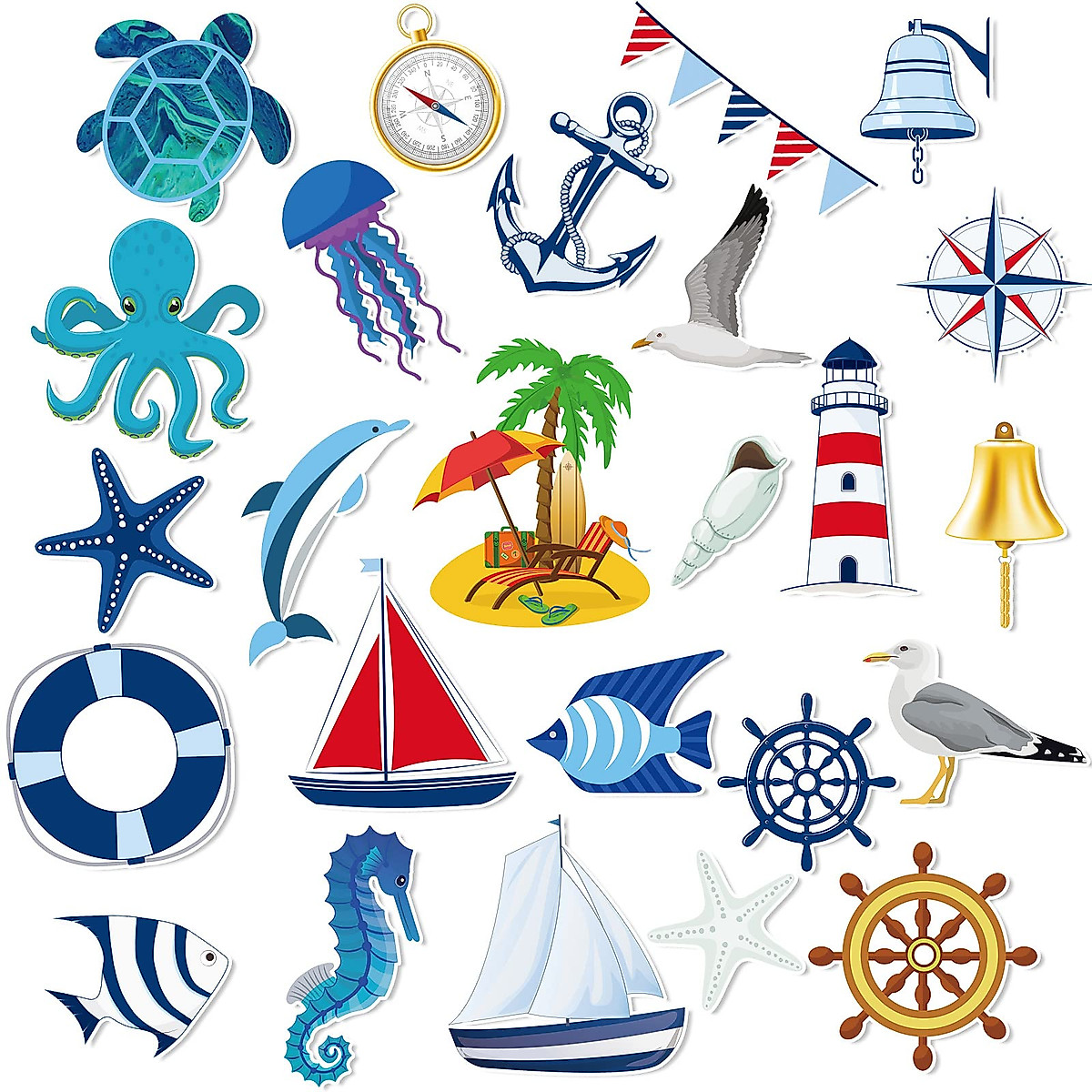 25 Pcs Turtle Car Magnets Cruise Door Magnet Flip Flop Boat Anchor Cruise Ship Decorations Magnetic Fridge Magnet Decal Life Preserver Ring Ship Steering Wheel Decorative Magnets (Cruise Style)