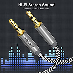 KINPS Auxiliary Audio Cable 3.5mm Aux Cord Stereo Jack Male to Male Aux Cable for Phones, Headphones, Speakers, Tablets, PCs, MP3 Players and More (10FT/3M, Gray)