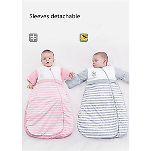 CYUURO Baby Sleeping Bag Sleeves Detachable Kids Wearable Blanket Toddlers Thick Cold Weather，Blue 60-68℉