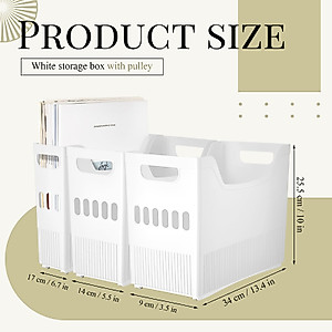 Juexica 3 Pieces 12 x 12 Scrapbook Paper Storage with Wheels Paper Storage Organizer Plastic Paper Storage Boxes White Storage Bins for Holding Scrapbook Papers, Vinyl Sheets, Cardstocks Organization