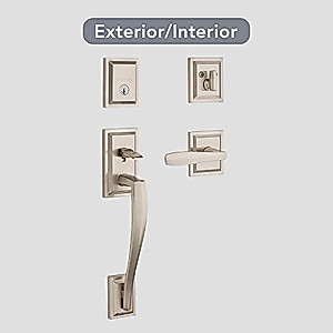 Baldwin Torrey Pines, Front Entry Handleset with Interior Lever, Featuring SmartKey Deadbolt Re-Key Technology and Microban Protection, in Satin Nickel
