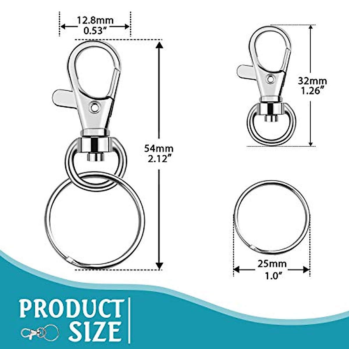 140Pcs Keychain Hooks with Key Rings, Flasoo Keychain Hardware with 70Pcs Swivel Clasps Lanyard Snap Hook and 70Pcs Keychain Rings for DIY Crafts, Resin and Jewelry Making