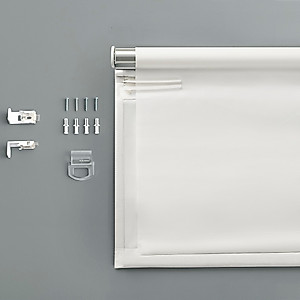 Sun Zero Marline Pink Ribbon Border Stripe 100% Blackout Cordless Roman Shade, 35" x 64", Pink/White