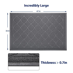 WePet Cat Litter Box Mat, Kitty Premium PVC Pad, Durable Trapping Rug, Phthalate Free, Urine-Resistant, Scatter Control, XXL 47 x 36 Inch, Grey