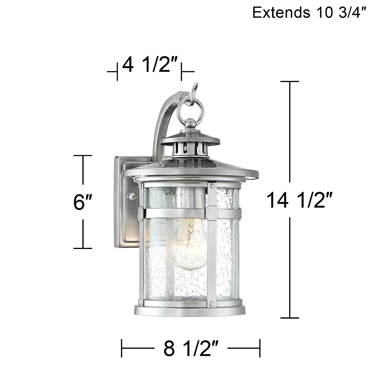 Franklin Iron Works Callaway Modern Industrial Outdoor Wall Light Fixture Chrome 14 1/2" Clear Seedy Glass Lantern for Exterior House Porch Patio Outside Deck Garage Yard Front Door Garden Home