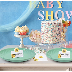 100 Pcs Fall Sunflower Place Cards Floral Yellow Sunflowers Name Card Wedding Table Setting Folded Tent Cards Baby Shower Party Dinner Placement