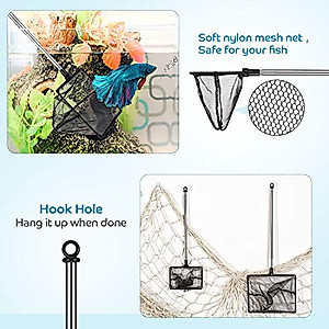 2 Pieces Mesh Fish Tank Net Aquarium Fish Net 4 Inch Stainless Steel Fish Net with Extendable 12.5-27.5 Inch Long Handle Fish Catch Nets Fish Tank Aquarium Accessories