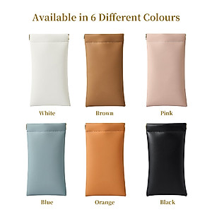 MEIBOOCH Squeeze Top Sunglass Case, New Organosilicon Soft Leather Eyeglass Glass Case Travel Large Sunglasses Pouch (No phrase printed, Blue)