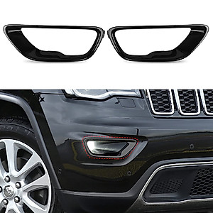 sportuli Black Front Fog Light Cover Fog Lamp Trim Replace for 2017-2021 Jeep Grand Cherokee (2017-2021)