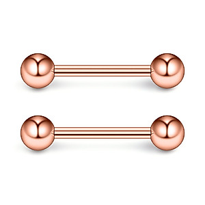 Ruifan Mix Color 316L Stainless Steel Nipple PA Tongue Shield Barbell Ring Bar Body Piercing Retainer 12G 16mm 12PCS