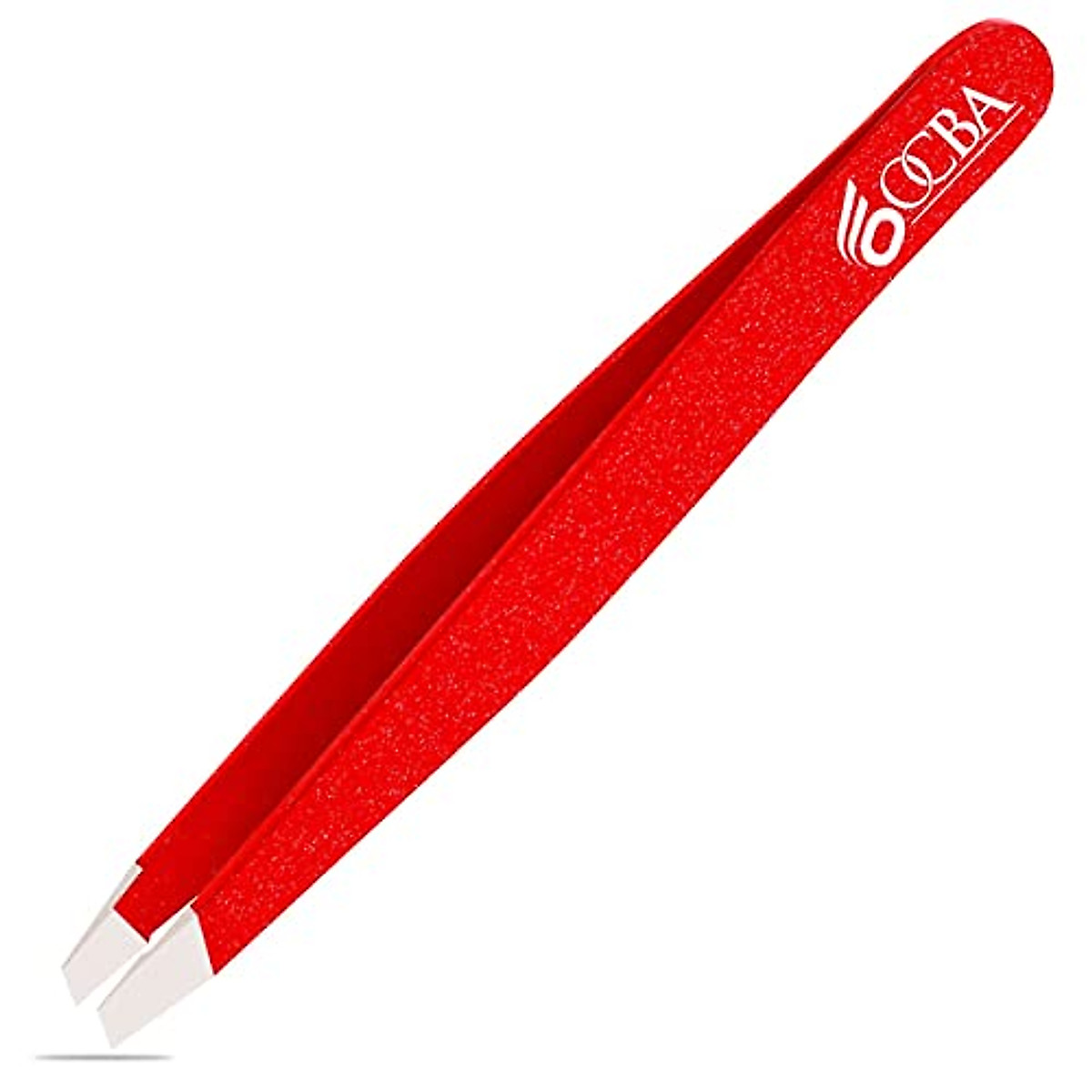 OCBA Slanted Professional Tweezers for Women Stainless Steel Eyebrow Tweezers Precision For Ingrown Hair Eyelash tweezers (Red)