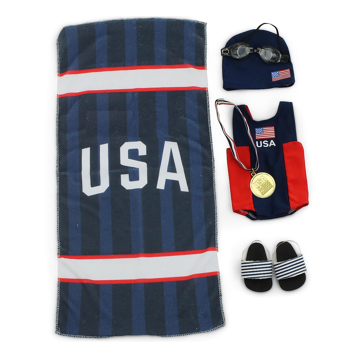 Emily Rose 18-Inch Doll 6-Piece Competition Bathing Suit Swimsuit and Accessories, Including Medal & Goggles! | Gift Boxed! | Compatible with 18" American Girl Dolls