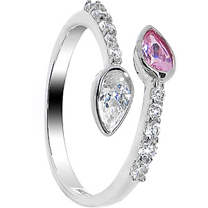 Body Candy 925 Sterling Silver Pink and Clear Sparkle Teardrop Toe Ring
