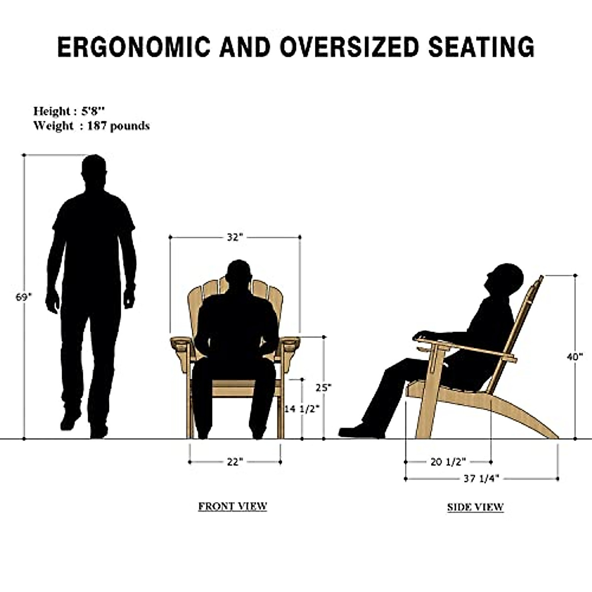 Cambridge Casual Lakeside Oversized Patio Adirondack Chair with Cup Holder, Natural Teak, Set of 2