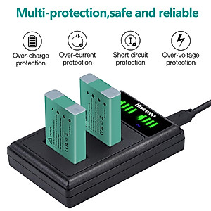 Hisewen NB-13L Battery 2 Pack and Dual USB Charger for Canon PowerShot G7 X Mark II, G7 X, G1 X Mark III, G5 X, G9 X, G9 X Mark II, SX620 HS, SX720 HS, SX730 HS, SX740 HS