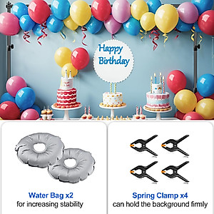 EMART Backdrop Stand, 6.3x10.2 ft Adjustable Photo Background Pipe and Drape Photography Kit with Heavy Duty Metal Base for Parties, Wedding, Video Studio, Birthday - Black