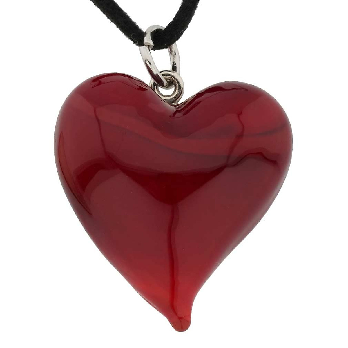 Glass Of Venice Passione Italian Red Murano Glass Heart Pendant Necklace for Women - Handmade Blown Glass Necklace Made in Italy