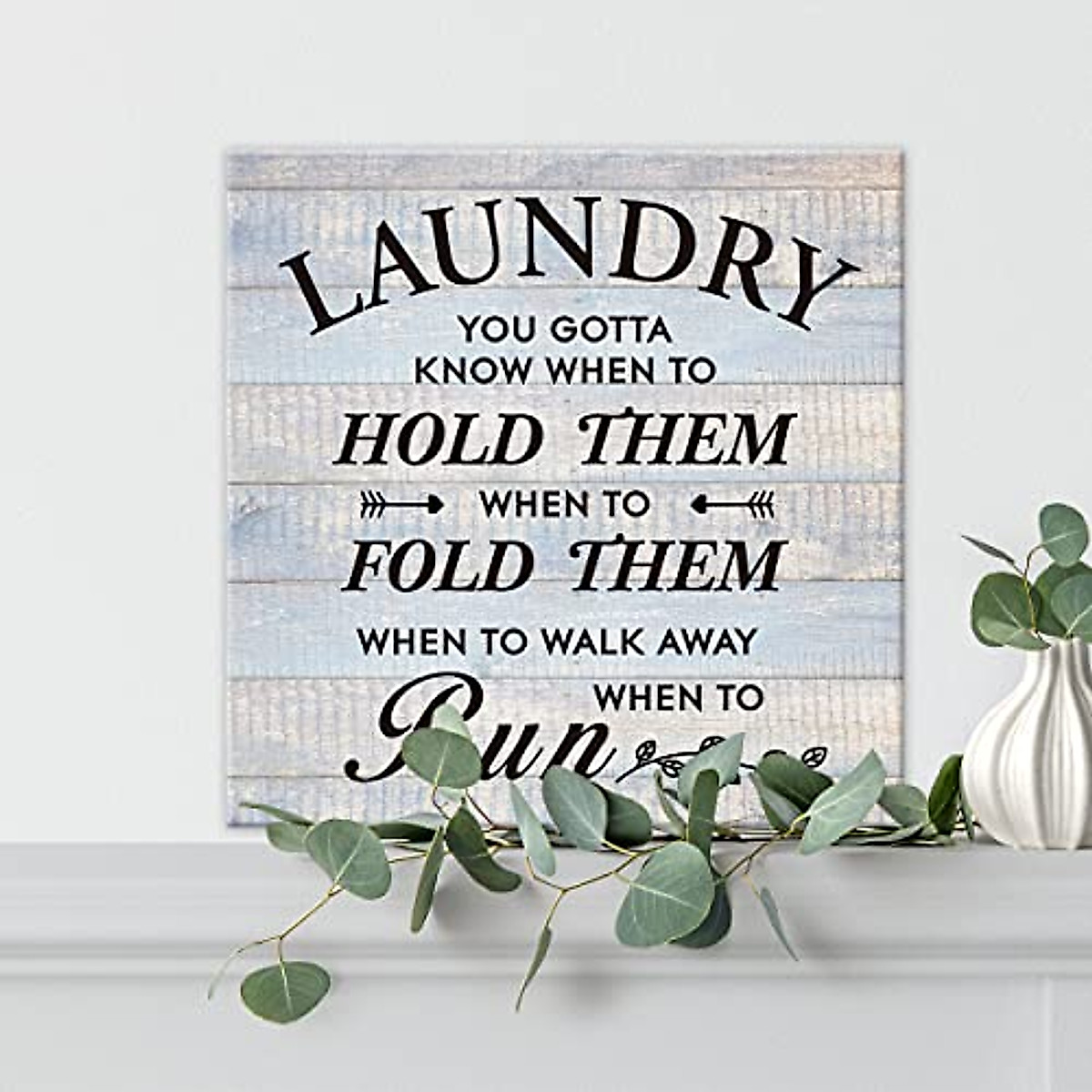 Laundry Room Sign Funny Wall Art Prints Canvas Painting Rustic Laundry You Gotta Know When to Hold Them Print Country Home Decor 8" x 8"