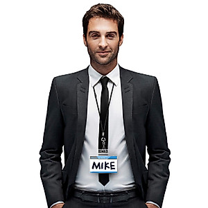 ZHEGUI Breakaway Lanyards with ID Holder Clear Plastic Horizontal Nametag Badge Holders (100 Pack, Satin Black)