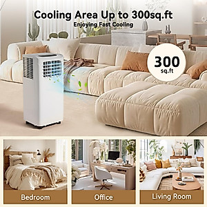 Aoxun 9700BTU Portable Air Conditioner Cools up to 300 Sq.ft, 4-IN-1 Portable AC Unit with Cooling, Dehumidifier, Fan, 24H Timer (Window Venting Kit Included)