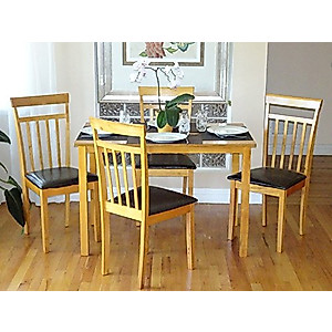 Dining Kitchen Set of 5 Rectangular Dining Table and 4 Side Warm Chairs Wood, Maple
