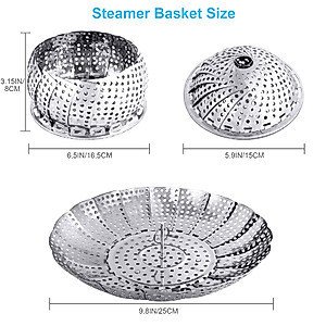 Vegetable Folding Steamer Basket , Metal Stainless Steel Steamer Basket Insert, Collapsible Steamer Baskets for Cooking Food, Expandable Fit Various Size Pot(5.9" to 9.8") YLYL