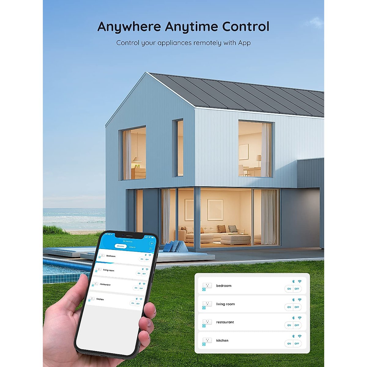 Govee Smart WiFi Outdoor Plug, Weatherproof 15A Outdoor Smart Outlet Bundle with WiFi Bluetooth Outlets 4 Pack, App Control, Supports Alexa and Google Assistant, 2.4 GHz Network only