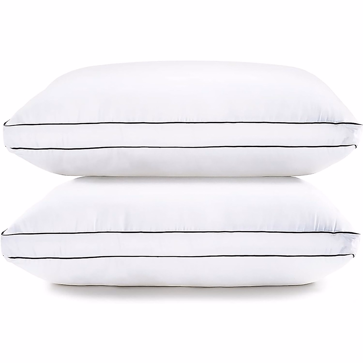 LANE LINEN Gusseted Soft Bed Pillows Standard Size Set of 2 for Sleeping, Back, Stomach or Side Sleepers, Down Alternative, White - 20 x 26 Inches