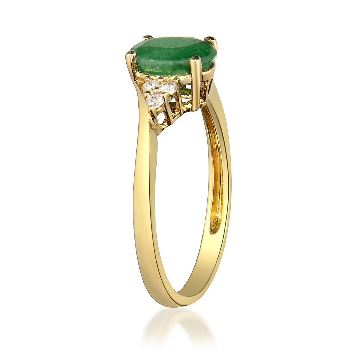 Gin & Grace 10K Yellow Gold Natural Diamond (I1,I2) & Natural Emerald Statement Ring for Women Jewelry Gifts